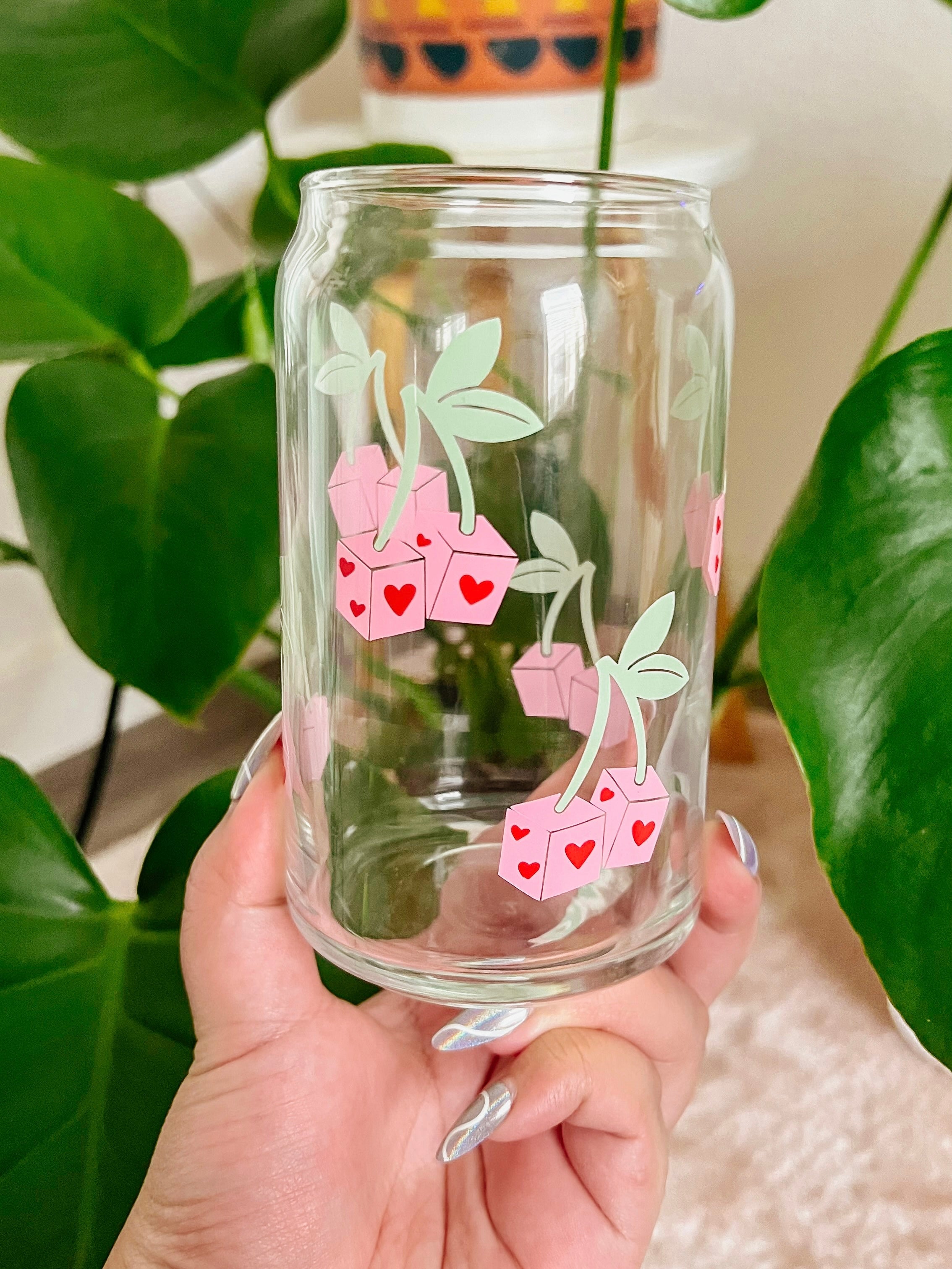 Cherry Hearts Dice Glass Cup – Made by April-Lynn